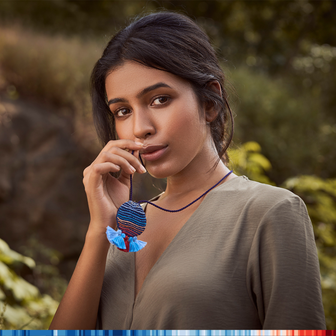 Buy Okhai 'Ivan' Hand Embroidered Pure Cotton Neckpiece Online - Studiobeej
